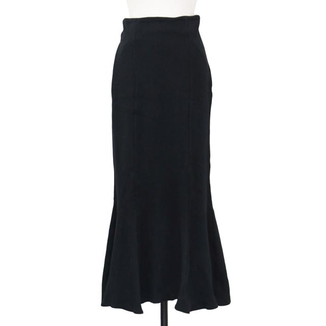 TSURU by Mariko Oikawa ツルバイマリコオイカワ スカート ブラック 黒 サイズ:FREE / コットン ジャージ ロング マーメイド スカート / リブ カットソー素材 マキシ丈 / 日本製 / ボトムス【レディース】【中古】【K4384】