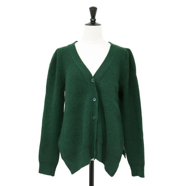 DRAWER ドゥロワー カーディガン グリーン サイズ:2(M) / アゼ カーディガン / ニット 長袖 Vネック 畦編み ウール カシミヤ / トップス セーター【レディース】【中古】【K4388】