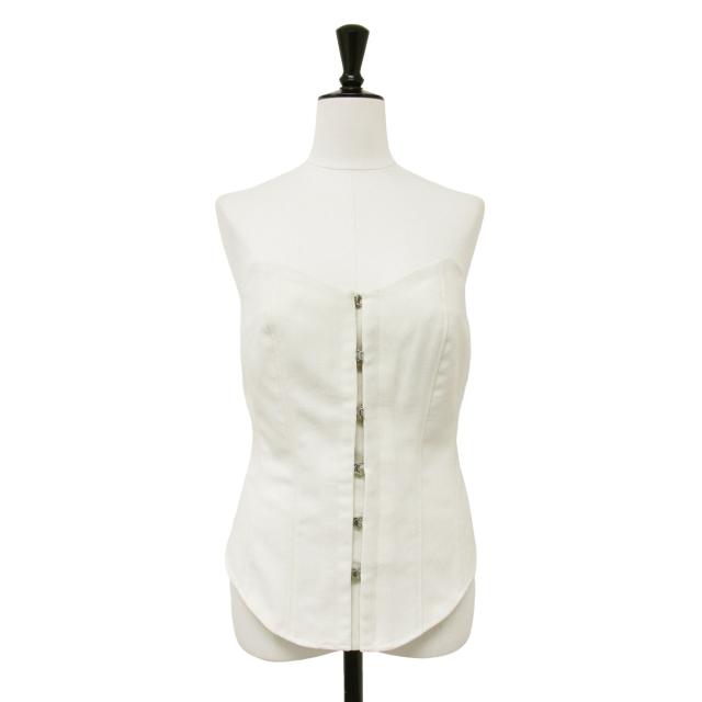 AEWEN MATOPH イウエン マトフ コルセット ライトベージュ サイズ:FREE / 24春夏 ニット コンビ コルセット / メタルホック ウール ポリエステル / ビスチェ トップス【レディース】【中古】【K4387】