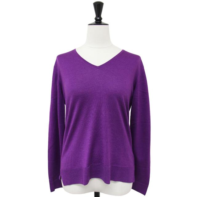 TOMORROWLAND collection トゥモローランド コレクション ニット パープル サイズ:S(9号) / カシミヤ シルク Ｖネック プルオーバー / ニット 長袖 ハイゲージ / トップス セーター【レディース】【中古】【K4389】