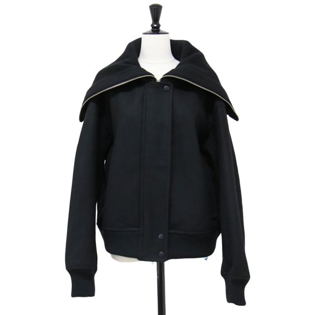 HARDY NOIR アルディーノアール ブルゾン ブラック 黒 サイズ:FREE / 24秋冬 メルトン リブ衿 ショート ブルゾン / ドロップショルダー ウール / 日本製 / アウター ジャケット 上着【レディース】【中古】【美品】【K4391】