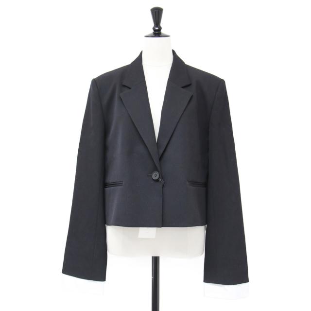 ELENI エルニ ジャケット ブラック 黒 サイズ:38(M) / 24秋冬 ウール ギャバジン ショート ジャケット / テーラードジャケット クロップド丈 / 日本製 / アウター ブレザー 上着【レディース】【K4394】