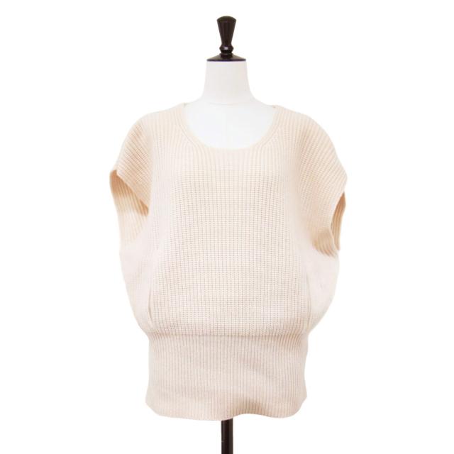 Chloe クロエ ベスト ライトピンク サイズ:M / カシミヤ ニット ベスト / ウエストリブ ワイド ラウンドネック 畦編み / トップス セーター プルオーバー【レディース】【中古】【K4393】