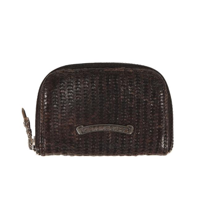 CHROME HEARTS クロムハーツ ノベルティレザー ラウンド ダガージップ ケース / ブラック 黒 / ファッション 小物 / 財布 小銭入れ【メンズ】【中古】【K4394】