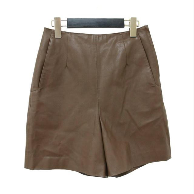 Plage プラージュ パンツ ブラウン サイズ:34(XS) / 24春夏 フェイク レザー ショートパンツ / フレア Aライン ひざ上丈 / ボトムス ズボン【レディース】【中古】【美品】【K4395】
