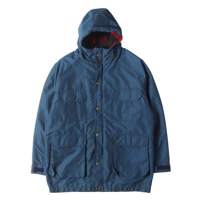 WoolRich ウールリッチ ジャケット サイズ:L / 80s 60/40クロス 裏地チェックウール マウンテンパーカー (USA製) / ネイビー 紺 / 80年代 ヴィンテージ 古着 / アウター ブルゾン 上着【メンズ】【中古】【K4398】