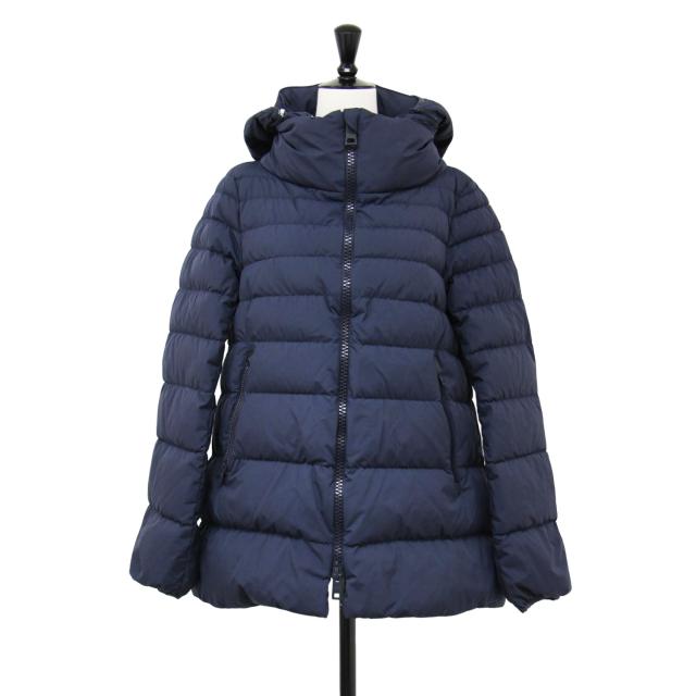 HERNO ヘルノ ジャケット ネイビー 紺 サイズ:42(M) / ラミナー ミドル丈 ダウン ジャケット / GORE-TEX フード付き Aライン / アウター ジャケット 上着【レディース】【中古】【K4400】