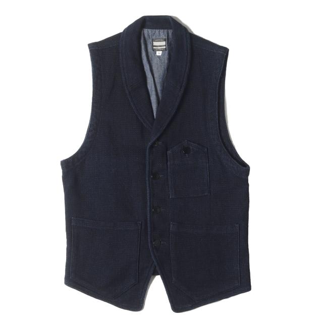 桃太郎ジーンズ ベスト サイズ:36(S) / インディゴ 刺し子 ワーク ベスト / インディゴ / トップス【メンズ】【中古】【K4409】