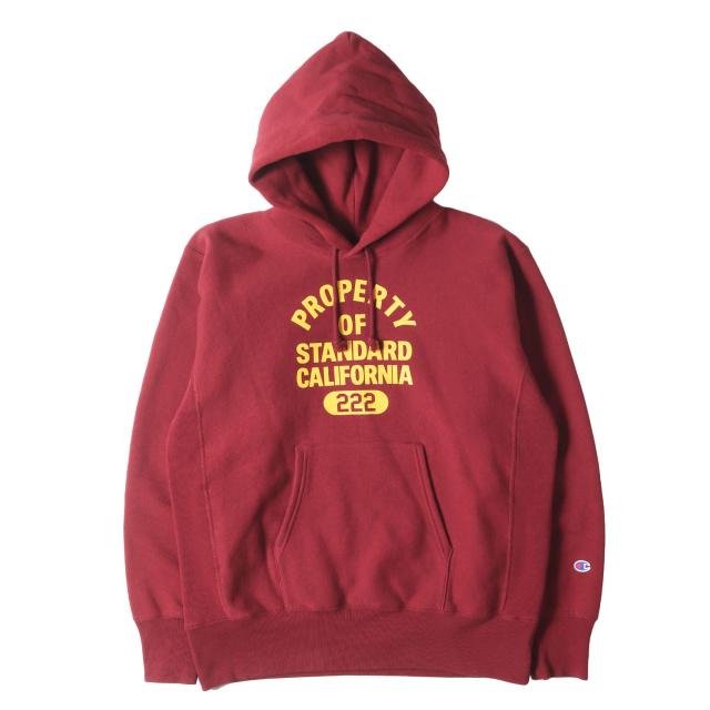 STANDARD CALIFORNIA スタンダードカリフォルニア パーカー サイズ:L / Champion 単タグ カレッジ 5段ロゴ リバースウィーブ パーカー (Champion × SD REVERSE WEAVE HOOD SWEAT) / 裏起毛 / バーガンディ / トップス フーディー / コラボ【メンズ】【中古】【K4408】