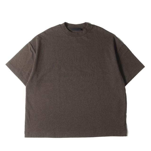 FEAR OF GOD フィアオブゴッド Tシャツ サイズ:L / 24SS FOG ESSENTIALS ブランドロゴ オーバーサイズ ヘビー クルーネック Tシャツ (Heavy Jersey Crewneck Tee) / ブラウン系 / トップス カットソー 半袖【メンズ】【K4409】