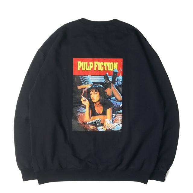 WACKO MARIA ワコマリア スウェット サイズ:XL / 24AW PULP FICTION フォトプリント スウェットシャツ (CREW NECK SWEAT SHIRT) / ブラック 黒 / トップス トレーナー / コラボ【メンズ】【K4409】
