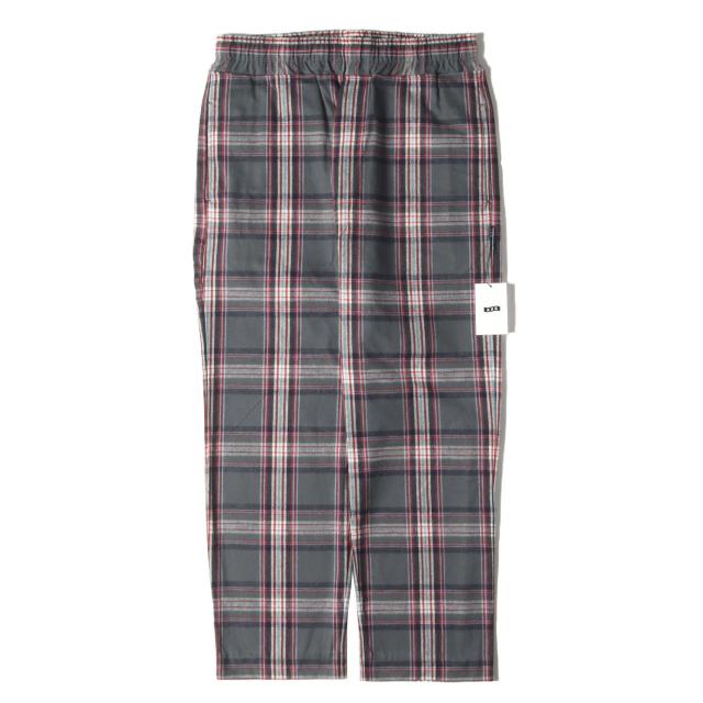 GOD SELECTION XXX ゴッド・セレクション・トリプルエックス パンツ サイズ:M / 23AW チェック フランネル イージーパンツ (CHECK EASY PANTS) / グレー レッド / ボトムス ズボン【メンズ】【K4409】
