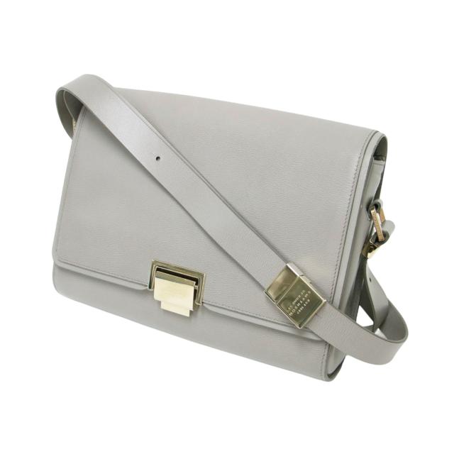 SMYTHSON スマイソン バッグ グレー系 / レザー スクエア型 ショルダー バッグ / フラップ 肩掛け クロスボディ 型押し / イタリア製 / ブランド カバン【レディース】【中古】【K4409】