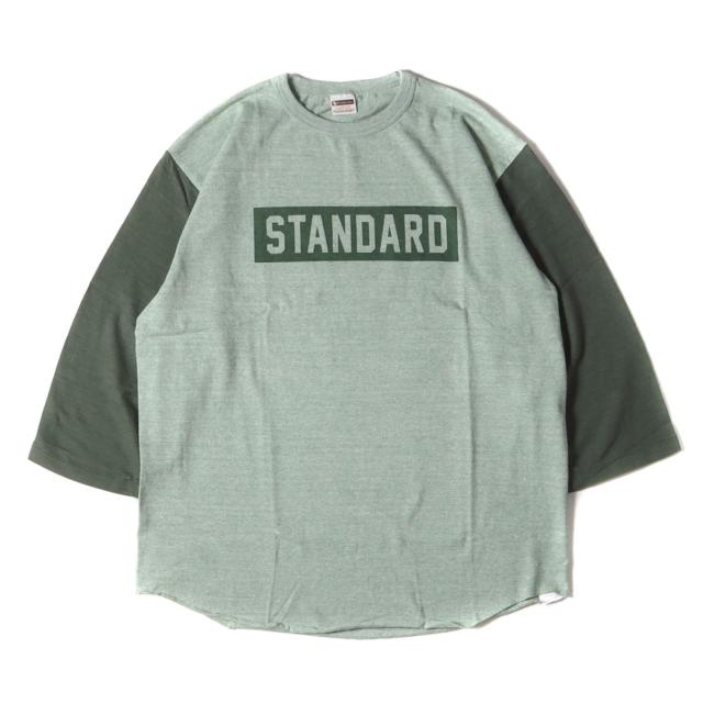 STANDARD CALIFORNIA スタンダードカリフォルニア Tシャツ サイズ:L / 24AW ボックスロゴ 切替 クォータースリーブ ベースボール Tシャツ (SD 88/12 Box Logo Baseball T) / ヘザーグリーン / トップス カットソー 長袖【メンズ】【K4410】