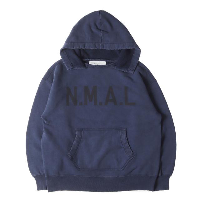 New Manual ニューマニュアル パーカー サイズ:FREE / 24AW KAPTAIN SUNSHINE ヴィンテージ加工 ロゴ 後付け フード スウェット パーカー (AFTER HOODIE SWEAT) / ネイビー 紺 / トップス フーディー / コラボ【メンズ】【K4410