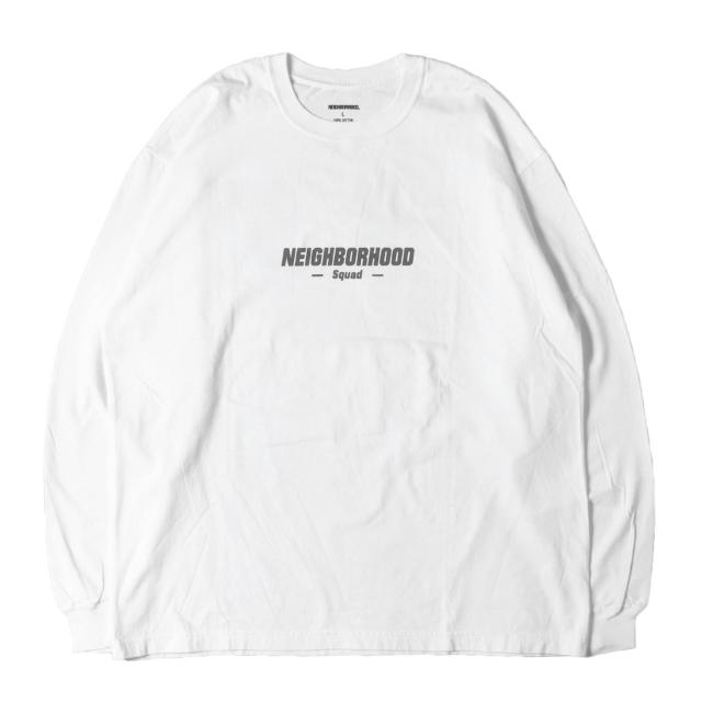 NEIGHBORHOOD ネイバーフッド Tシャツ サイズ:L / 23AW リフレクターロゴ ロングスリーブ Tシャツ / ホワイト 白 / トップス カットソー 長袖【メンズ】【中古】【美品】【K4413】