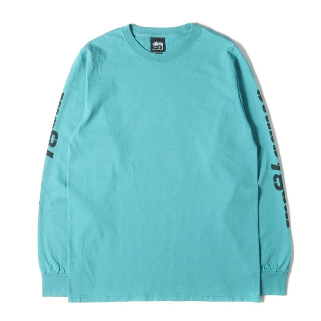 STUSSY ステューシー Tシャツ サイズ:S / 袖ロゴ ロングスリーブ Tシャツ / ターコイズ / トップス カットソー 長袖【メンズ】【中古】【美品】【K4415】