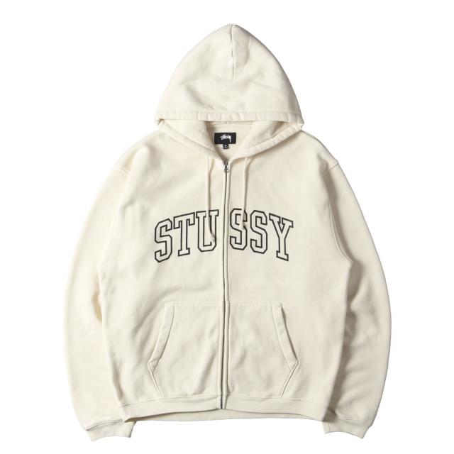 STUSSY ステューシー パーカー サイズ:XL / 24SS アーチロゴ フルジップ スウェット パーカー(OUTLINE ZIP HOODIE ) / アイボリー / トップス フーディー【メンズ】【中古】【美品】【K4425】