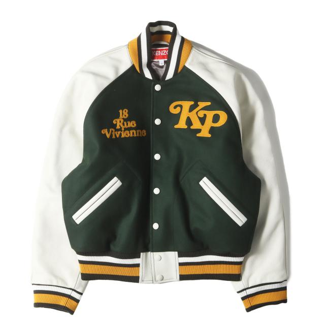 KENZO ケンゾー ジャケット サイズ:M / 24SS VERDY ロゴ パテッド メルトン スタジャン (KENZO BY VERDY バーシティ ジャケット FE58BL14590H) / グリーン ホワイト / アウター ブルゾン ジャンパー 上着【メンズ】【中古】【美品】【K4421】
