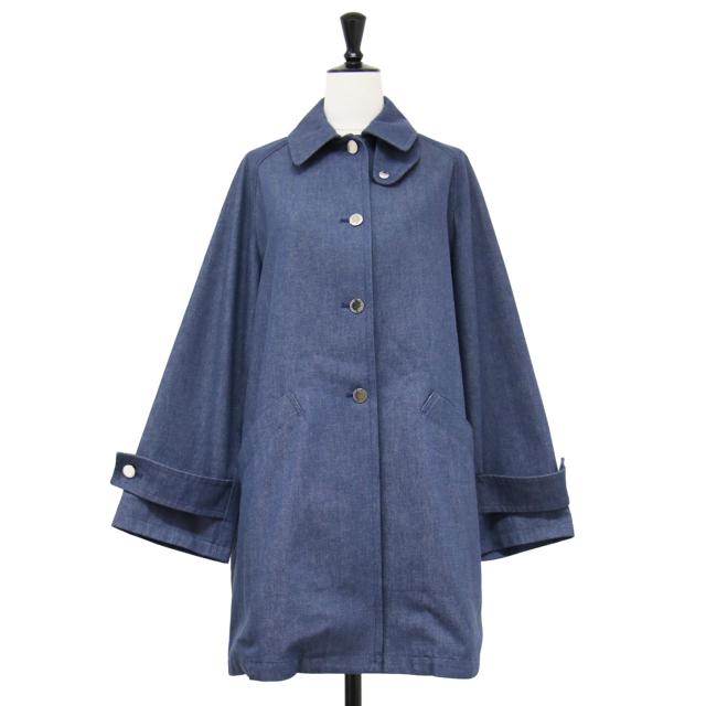 MACKINTOSH PHILOSOPHY マッキントッシュ フィロソフィー コート ブルー サイズ:34(XS) / 24春夏 ウェルベリー デニム Aライン コート / WELBURY DENIM ステンカラー ミドル丈 オーバーサイズ / コットン / アウター ジャケット 上着【レディース】【中古】【K4421】