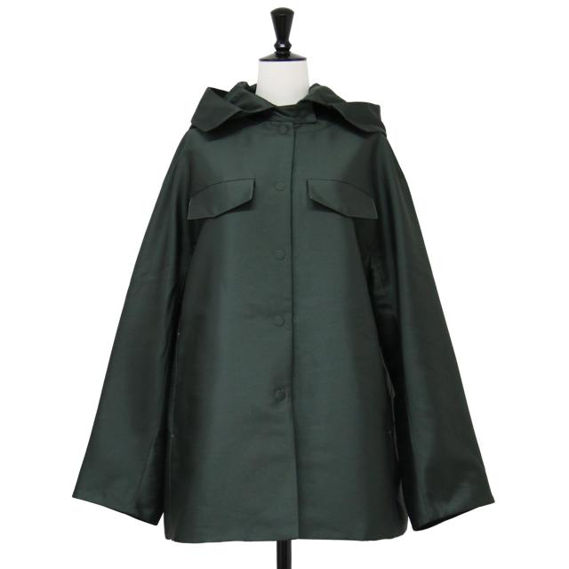 DES PRES デプレ ブルゾン カーキ サイズ:FREE / 25春夏 シルク ポリエステル ツイル フーデッド ブルゾン / ジャケット ショート丈 スナップ 吸湿発熱 2WAY / アウター ジャケット 上着 羽織り【レディース】【中古】【美品】【K4421】