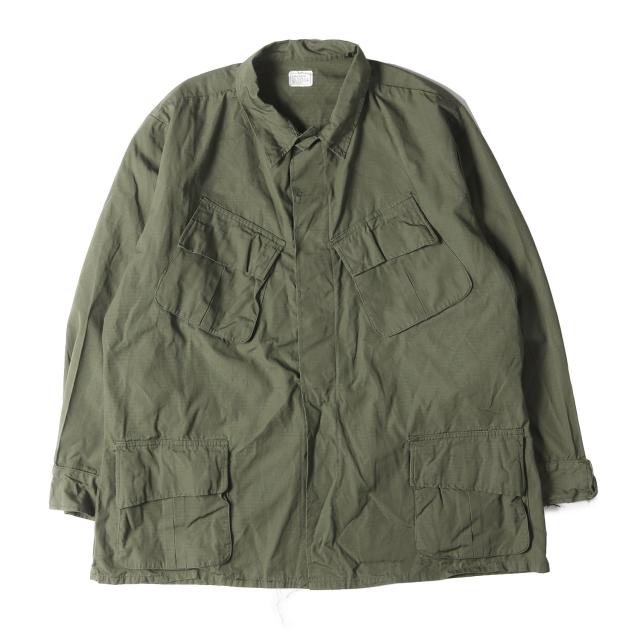 Vintage Military Item ヴィンテージミリタリー ジャケット サイズ:X-LARGE-REGULAR(XL-R) / 70s 米軍実物 4th リップストップ ジャングル ファティーグジャケット(ナム戦モデル) / オリーブグリーン / アウター ブルゾン 上着【メンズ】【中古】【K4422】