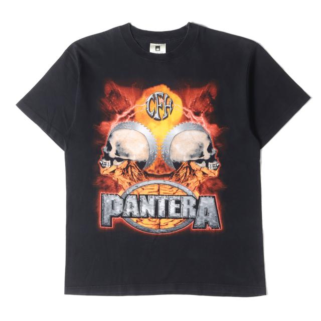 Vintage Rock Item ヴィンテージロック 00s PANTERA パンテラ スカル デザイン クルーネック 半袖 Tシャツ WINTERLANDボディ ブラック 黒 L トップス カットソー ロック バンド 古着  【メンズ】【中古】【K3832】