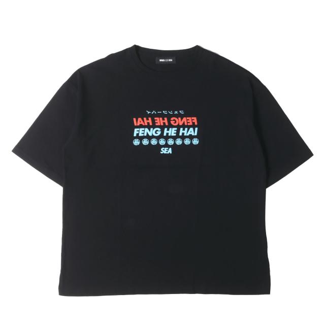 WIND AND SEA ウィンダンシー Tシャツ サイズ:XL / 中国語ロゴ クルーネック Tシャツ / ブラック 黒 / トップス カットソー 半袖【メンズ】【中古】【美品】【K4430】
