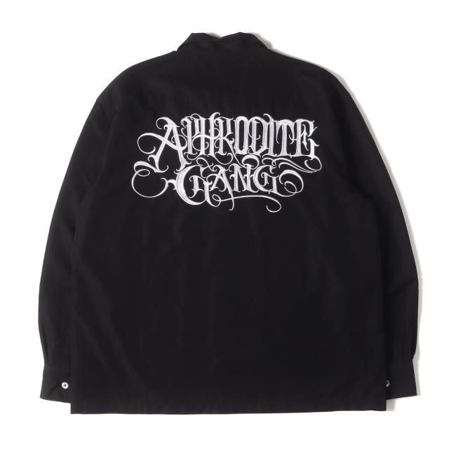 BUDSPOOL  バッズプール シャツ サイズ:M / 23AW APHRODITE GANG HOLDINGS クラシックロゴ オープンカラー シャツ (LOGO L/S OPEN COLLAR SHIRT) / ブラック 黒 / トップス カジュアルシャツ 長袖【メンズ】【中古】【K4431】