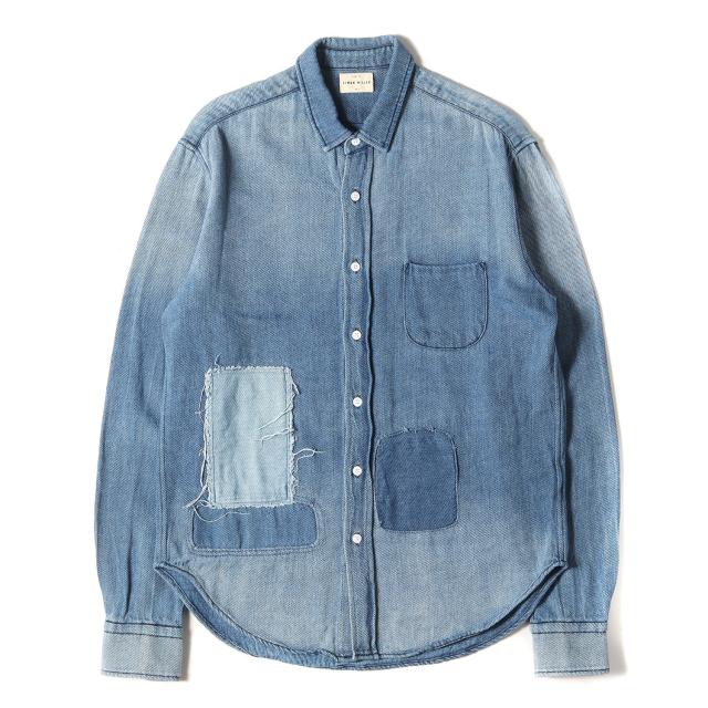 SIMON MILLER サイモン ミラー シャツ サイズ:2 / パッチワーク デニム シャツ / MADE IN USA / インディゴ / トップス カジュアルシャツ 長袖【メンズ】【中古】【K4434】
