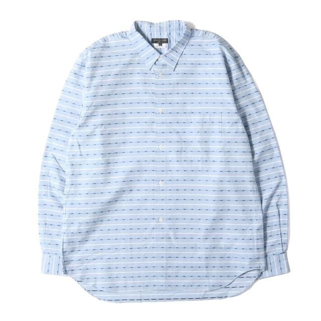 COMME des GARCONS HOMME PLUS コムデギャルソン オムプリュス シャツ サイズ:XL 24AW ストライプ ボーダー ジャガード シャンブレー ドレス シャツ (PN-B031) / ブルー / トップス カジュアルシャツ 長袖【メンズ】【中古】【新品同様】【K4435】
