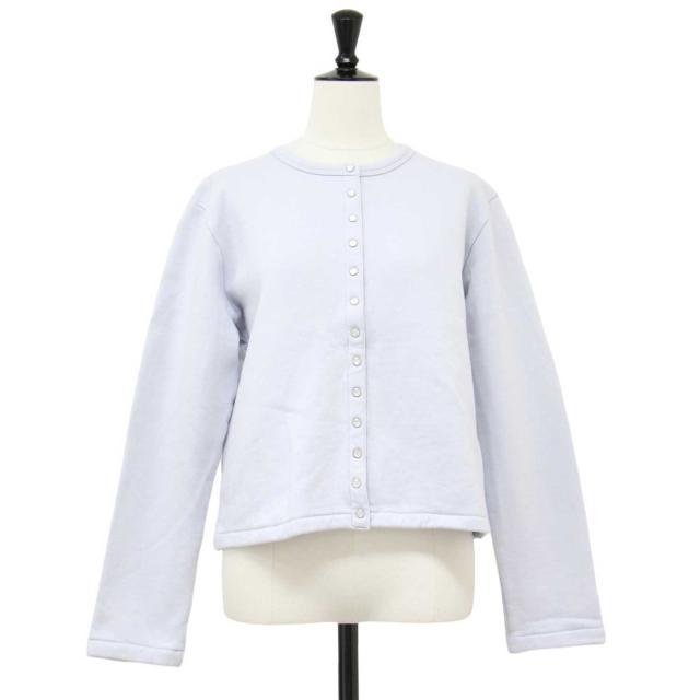 agnes b. アニエスベー カーディガン ライトブルー サイズ:1(S) / M001 CARDIGAN カーディガン プレッション / 長袖 クルーネック ドットボタン 裏起毛 コットン / 定番 ベーシック / トップス / 日本製【レディース】【中古】【K4435】