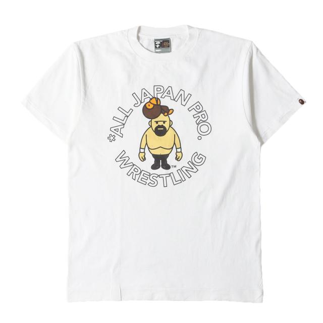 A BATHING APE ア ベイシング エイプ Tシャツ サイズ:M / 00s 全日本プロレス 武藤敬司 Mr.610 & ベビーマイロ クルーネック Tシャツ / ホワイト 白 / トップス カットソー 半袖 / コラボ【メンズ】【中古】【K4436】