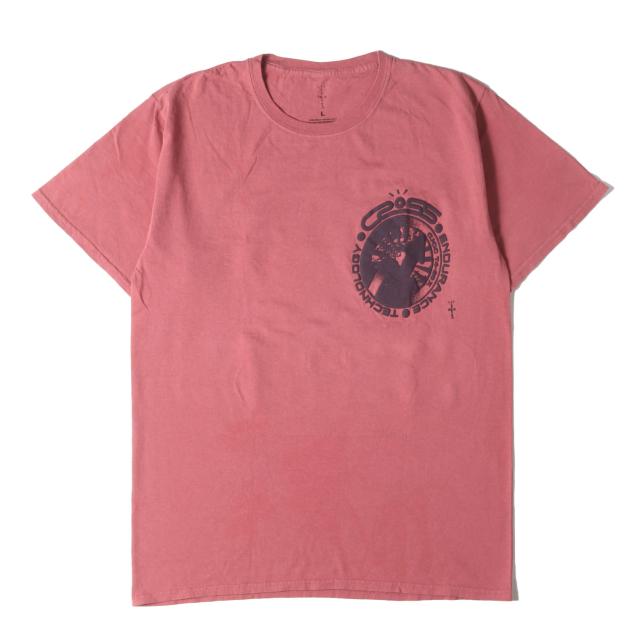 Travis Scott トラヴィス・スコット Tシャツ サイズ:L / Cactus Jack 発泡プリント グラフィック クルーネック Tシャツ / コーラルレッド / トップス カットソー 半袖【メンズ】【中古】【美品】【K4436】
