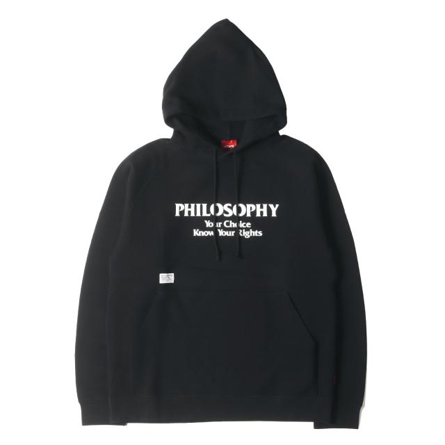 WTAPS ダブルタップス パーカー サイズ:S / PHILOSOPHY ロゴ スウェットパーカー / ブラック 黒 / トップス フーディー プルオーバー ベーシック【メンズ】【中古】【美品】【K4436】
