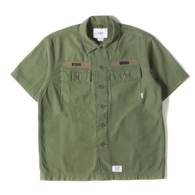 WTAPS ダブルタップス シャツ サイズ:S / コットンサテン ミリタリー 半袖 シャツ (BUDS SS / SHIRT) / オリーブドラブ / トップス カジュアルシャツ【メンズ】【中古】【K4438】