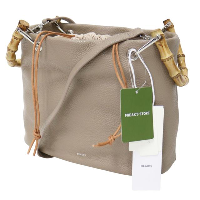 BEAURE ヴュレ FREAKS STORE 別注 バッグ ベージュ / 25春夏 バンブーハンドル バッグ / ショルダーバッグ トートバッグ 2WAY 牛革 本革 / ブランド カバン【レディース】【中古】【美品】【K4438】