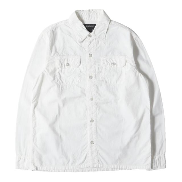 NEIGHBORHOOD ネイバーフッド シャツ サイズ:S / fragment design ロゴプリント コットン シャツ (NHFR POOL / C-SHIRT LS) / ホワイト 白 / トップス カジュアルシャツ 長袖【メンズ】【中古】【K4441】