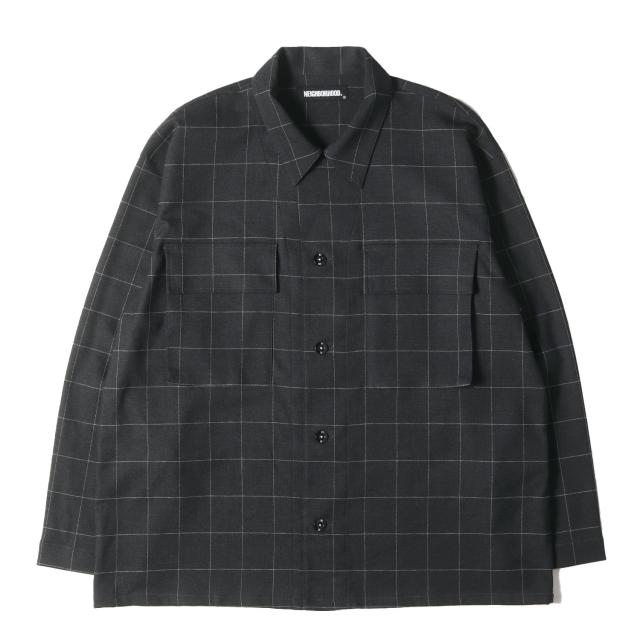 NEIGHBORHOOD ネイバーフッド シャツ サイズ:L / 20AW グリッド柄 ストレッチ BDU シャツジャケット (GRID. BDU / ER-SHIRT. LS) / ブラック 黒 / アウター ブルゾン 上着 【メンズ】【中古】【美品】【K4442】
