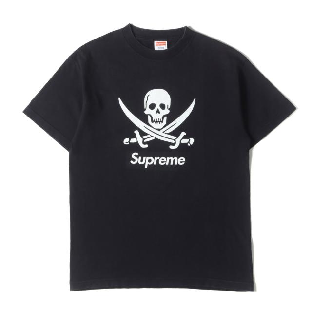 Supreme シュプリーム Tシャツ サイズ:M / 06AW NEIGHBORHOOD スカルソード ボックスロゴ クルーネック Tシャツ / ブラック 黒 / トップス カットソー 半袖 / コラボ【メンズ】【中古】【K4443】