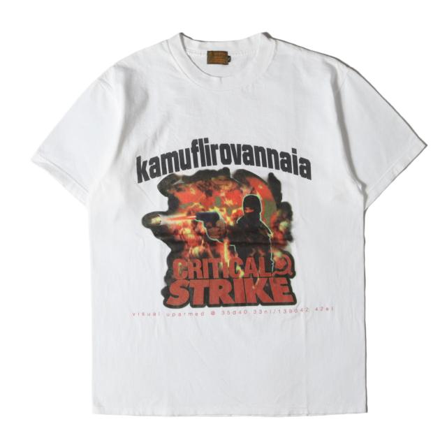 WTAPS ダブルタップス Tシャツ サイズ:M / 90s 初期モデル ミリタリー プリント クルーネック Tシャツ / ホワイト 白 / トップス カットソー 半袖【メンズ】【中古】【K4443】