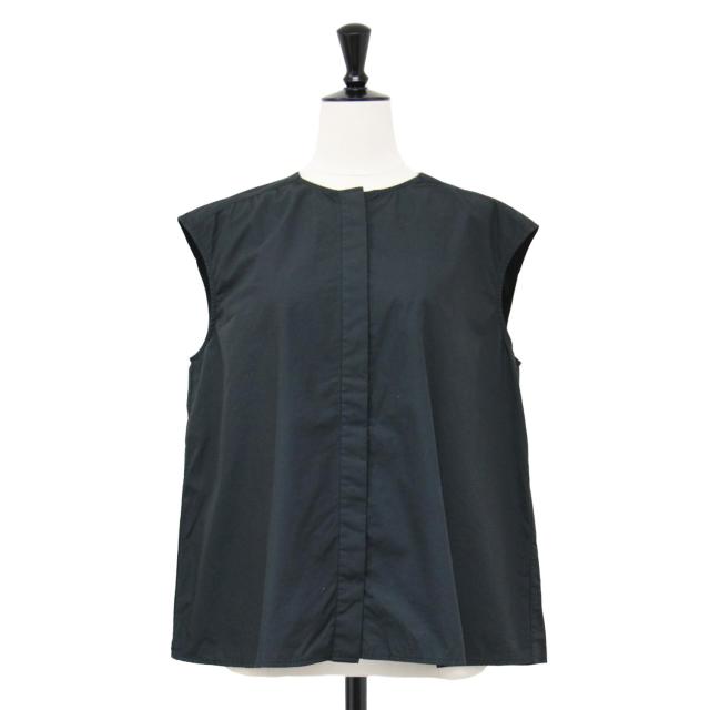 SHIPS シップス ブラウス ブラック 黒 サイズ:FREE / 24春夏 ノースリーブ ブラウス / ノーカラー タイプライター コットン / トップス シャツ【レディース】【中古】【K4443】