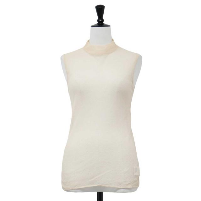 CABaN キャバン ベージュ サイズ:FREE / コットン ナイロン シアー ノースリーブ プルオーバー / モックネック ニット素材 コットン ナイロン / トップス 【レディース】【中古】【K4449】