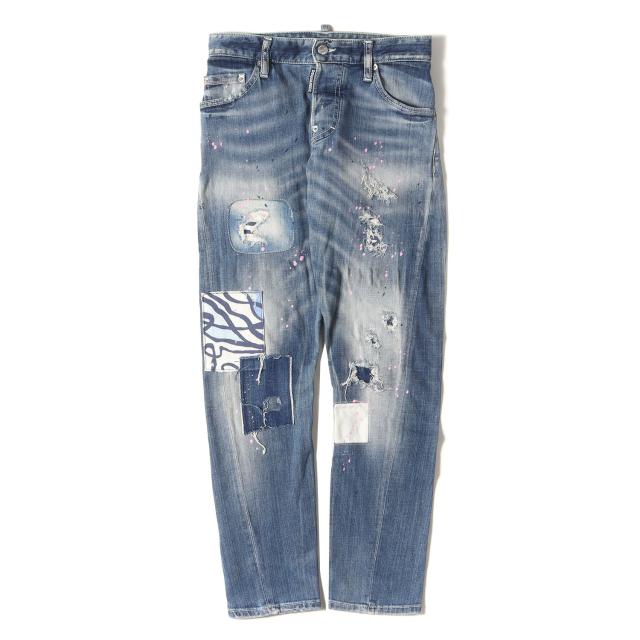 DSQUARED2 ディースクエアード パンツ サイズ:42 / ダメージリペア加工 立体裁断 ストレッチ デニムパンツ (M.B.JEAN) / インディゴ / ボトムス ジーンズ ジーパン【メンズ】【中古】【K4451】
