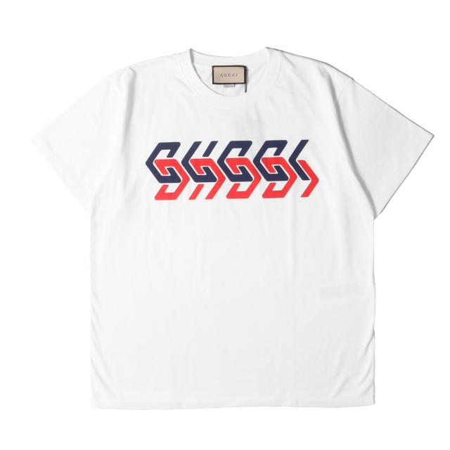 GUCCI グッチ Tシャツ サイズ:S / 22SS ミラーロゴ クルーネック Tシャツ (MIRROR PRINT T-SHIRT 616036 XJDV9) / ホワイト 白 / イタリア製 / トップス カットソー 半袖【メンズ】【K4452】