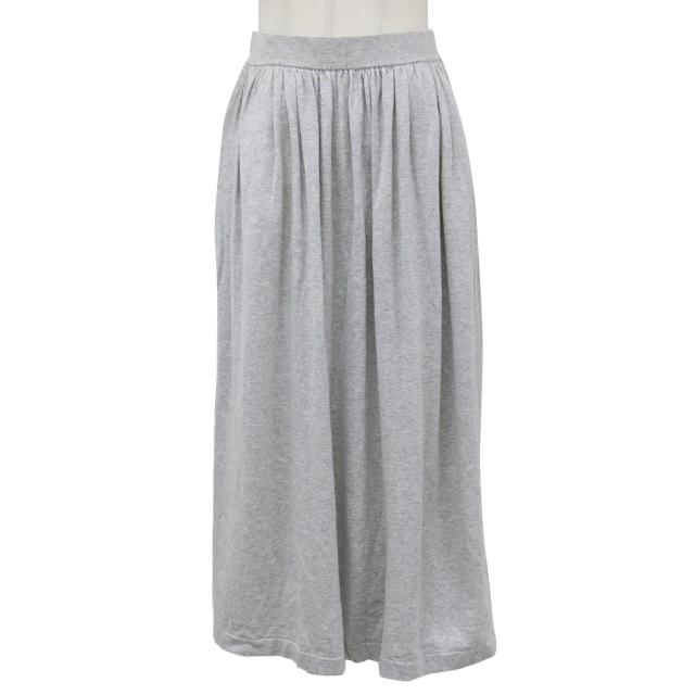 DEMYLEE デミリー スカート ロング ニットスカート グレー S ミディ丈 フレア ギャザー ウエストゴム DANAIS コットン カシミヤ 綿 ボトムス シンプル 無地 オフィス カジュアル 大人 きれいめ【レディース】【中古】【美品】【K4020】