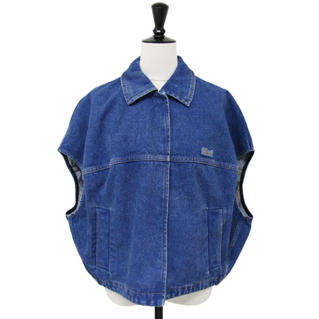 MARNI マルニ ジャケット ブルー サイズ:40(L) 24秋冬 ショートスリーブ デニム ジャケット JKJD0315X0USCU83 / ベスト 半袖 ロゴ パッチ コットン イタリア製 アウター ブルゾン 上着【レディース】【中古】【美品】【K4293】