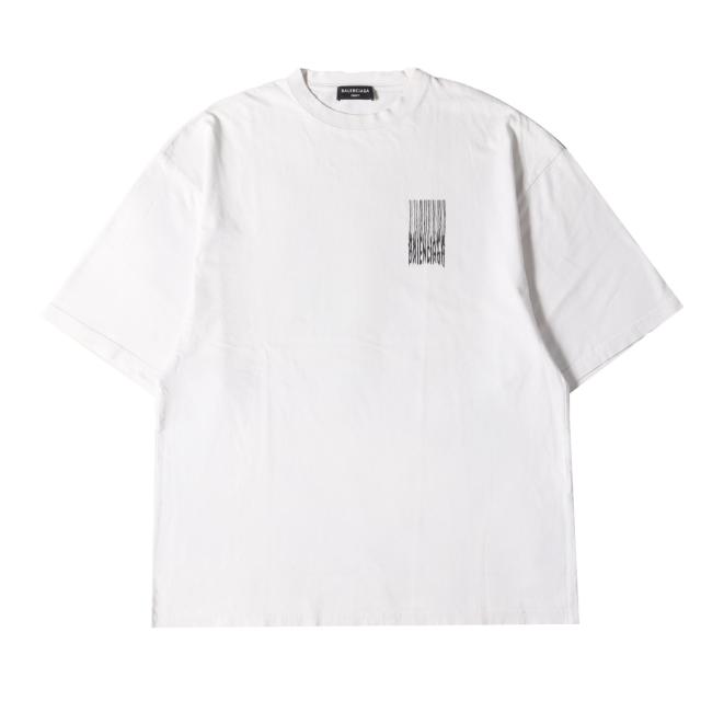 BALENCIAGA バレンシアガ Tシャツ サイズ:XS / 22SS グラフィックロゴ オーバーサイズ クルーネック Tシャツ / ホワイト 白 / トップス カットソー 半袖【メンズ】【中古】【K4455】