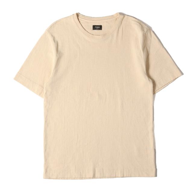 FENDI フェンディ Tシャツ サイズ:S / 23SS ズッカ柄 クルーネック 鹿の子 Tシャツ / ベージュ / トップス カットソー 半袖 / イタリア製【メンズ】【中古】【美品】【K4455】