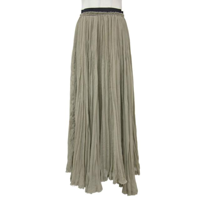 Col Pierrot コルピエロ スカート ロング プリーツスカート ベージュ FREE アシンメトリー ウエストゴム ボトムス シンプル カジュアル 大人 きれいめ【レディース】【中古】【K4117】